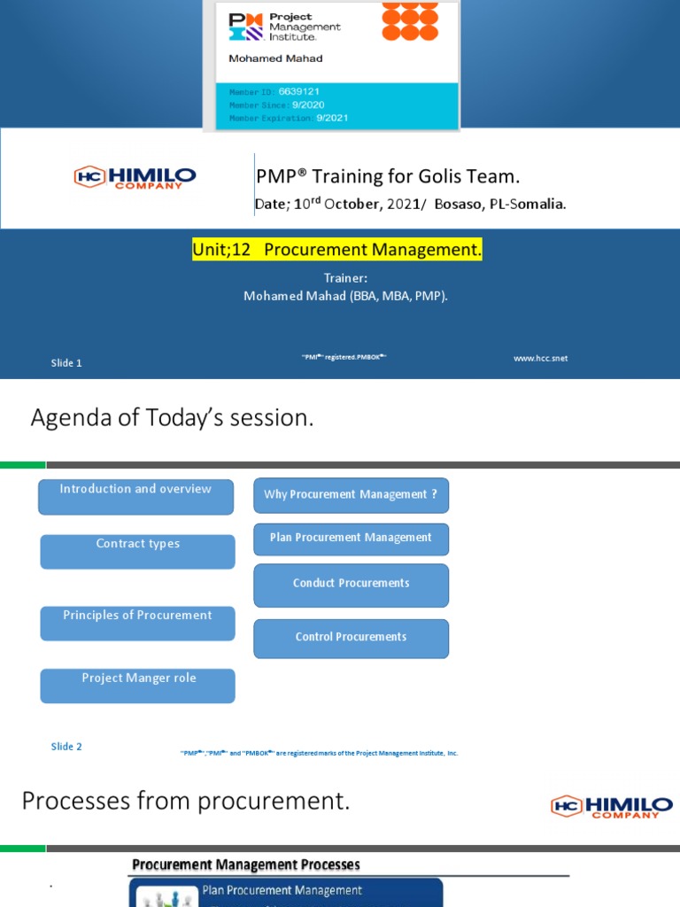 PMP Chapter-12 P. Procurement Management | PDF | Procurement | Project ...