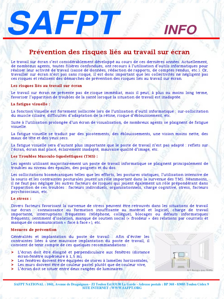 Prévention des TMS au travail sur écran | PDF