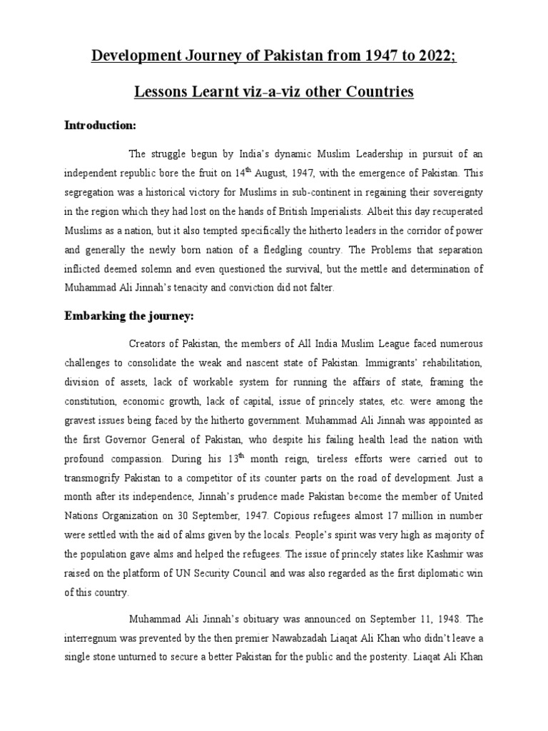 Development Journey of Pakistan From 1947 To 2022 | PDF | Pakistan ...