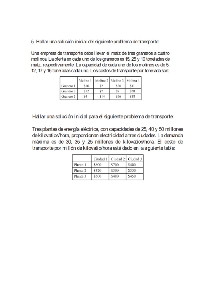Problemas De Transporte Pdf