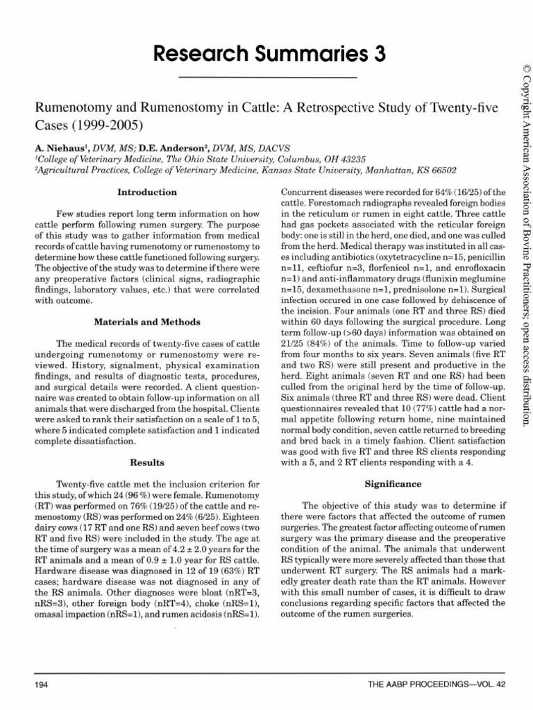 Rumenotomy | PDF | Cattle | Surgery