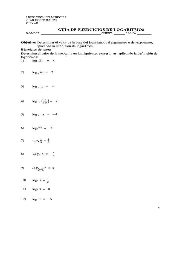 Guia 3 Logaritmos | PDF