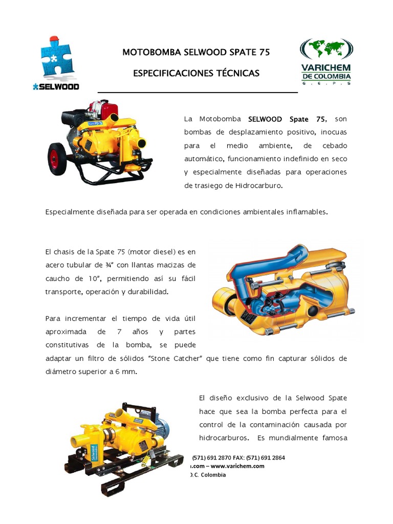 Ficha Técnica Selwood PD 75 | PDF | Bomba | Vehículos