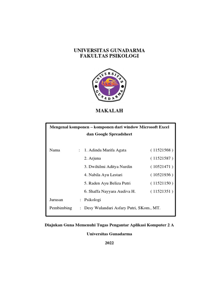 1PA04 - Kelompok 2 - PAK 2A - Makalah Komponen Microsoft Excel & Google ... 1PA04 - Kelompok 2 - PAK 2A - Makalah Komponen Microsoft Excel & Google ...