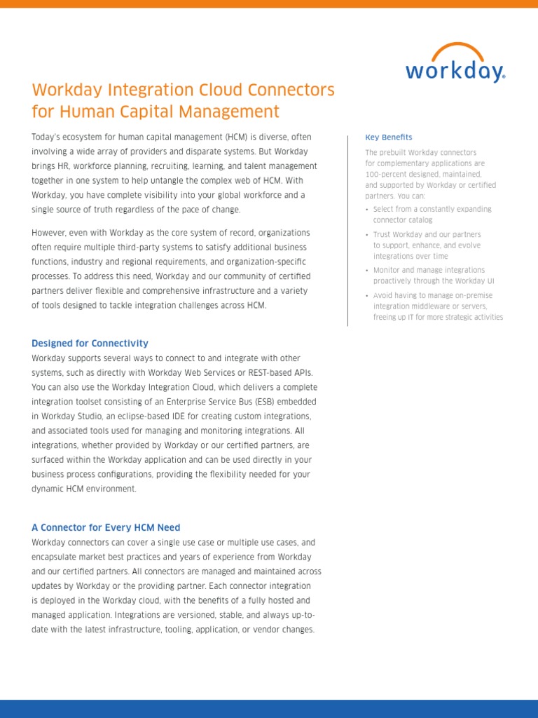 Workday Integration Cloud Connectors HCML Datasheet | Download Free PDF ...