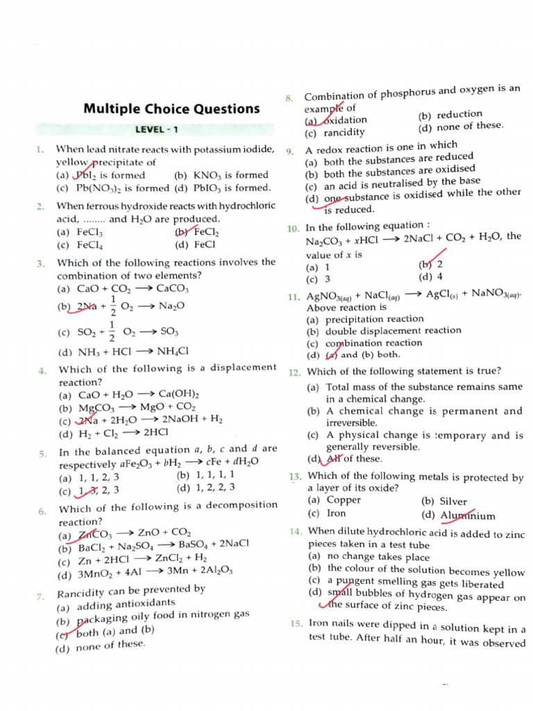 Chemical Eq. & Rxn. Assignment - 1 | PDF | Chemical Reactions | Oxide