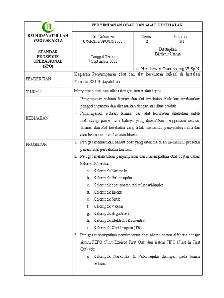 Standar Penyimpanan Obat Dan Alat Kesehatan Pdf