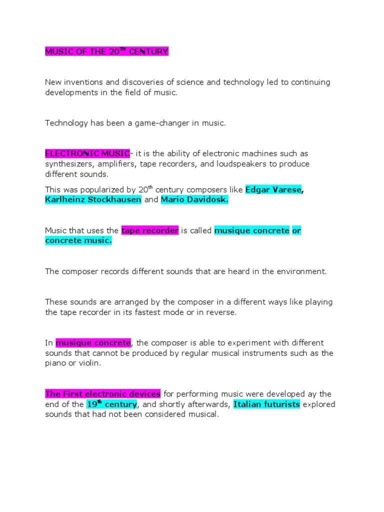 Electronic and Chance Music Study Guide | PDF