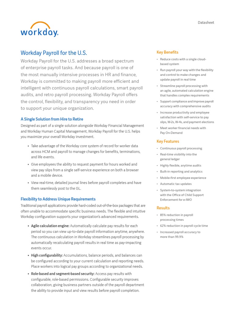 Datasheet Workday Payroll | Download Free PDF | Payroll | Human ...