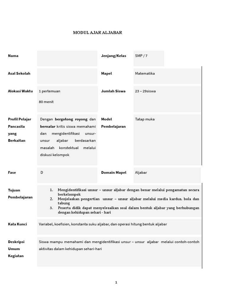 MA - Unsur Aljabar | PDF