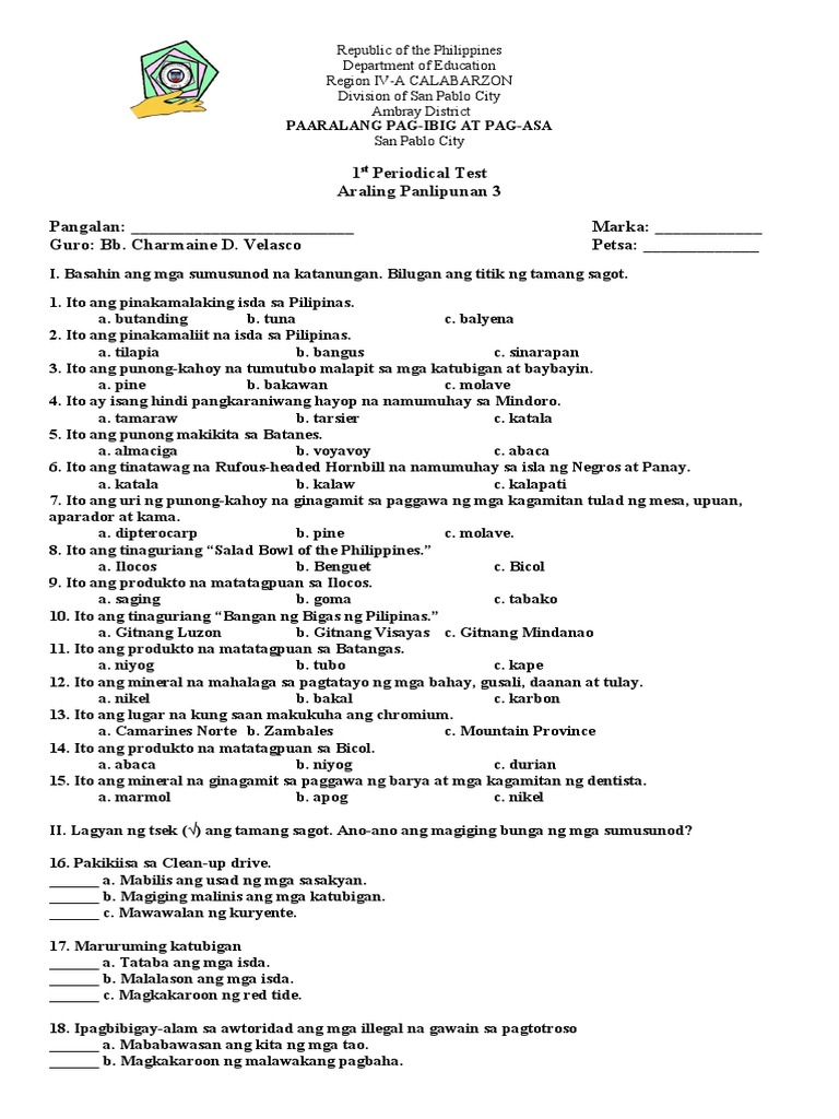 AP 3 1st Periodical | PDF