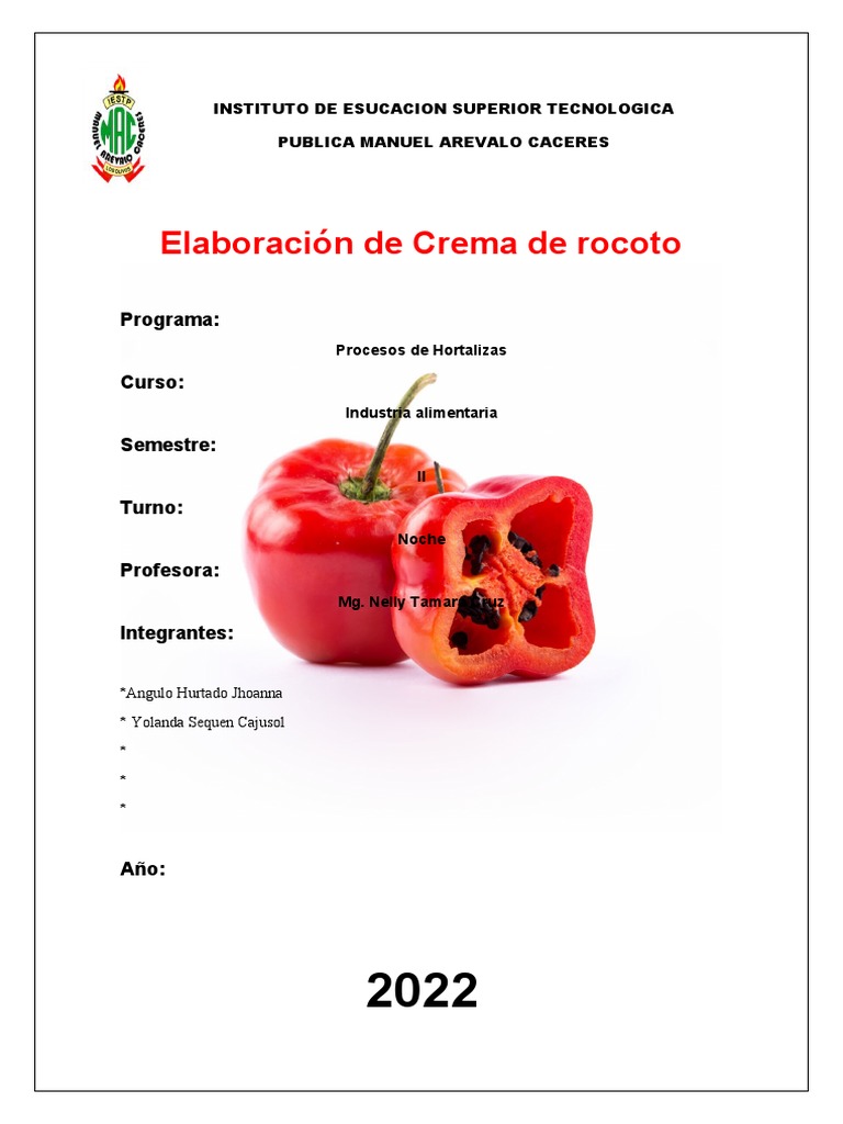 Informe de Crema de Rocoto | PDF | Aceite de oliva | gordo