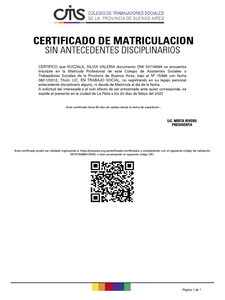 Certificado de Matrícula | PDF