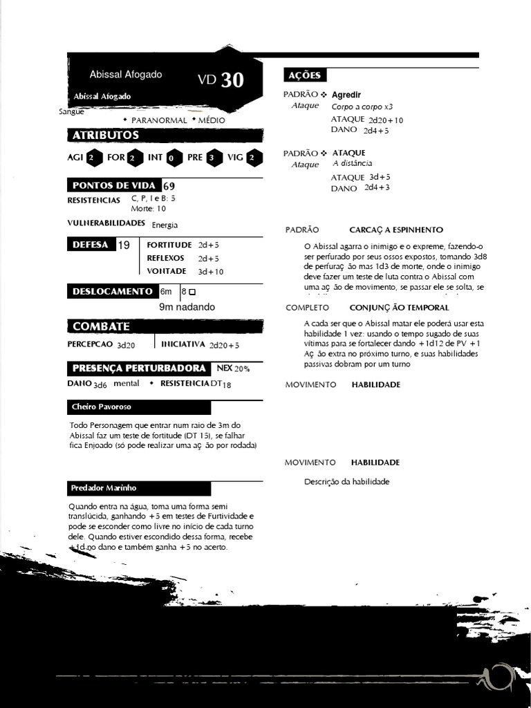 Ficha - Abissal - Afogado - AOP Ficha | PDF