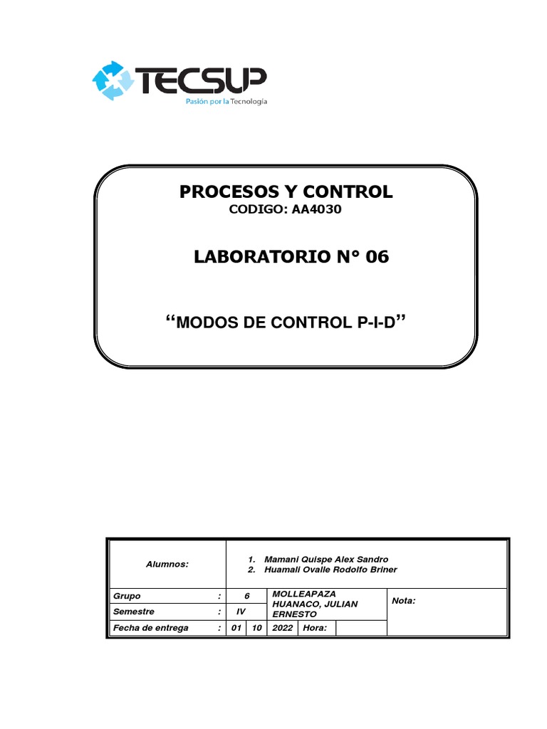 Laboratorio 06 - Modos de Control | PDF | Ingenieria Eléctrica