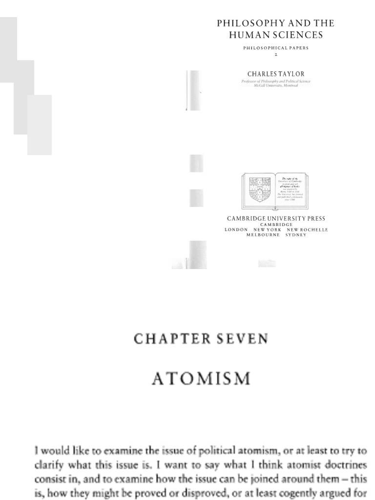 Taylor Atomism | PDF | Natural And Legal Rights | Social Contract