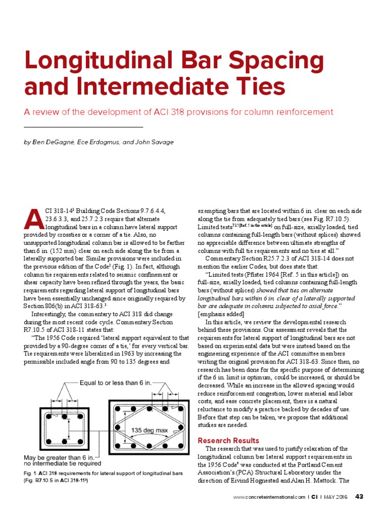 Longitudinal Bar Spacing and Intermediate Ties: A Review Reveals the ...