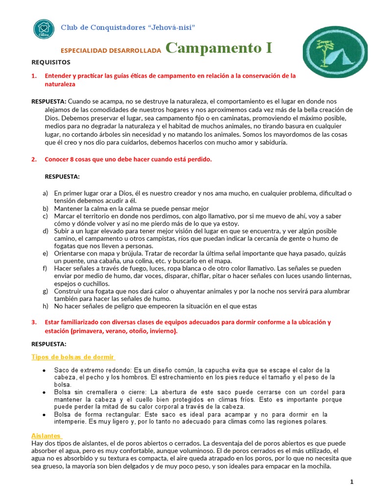 Campamento - I DESARROLLADA | PDF | Incendios | Cámping