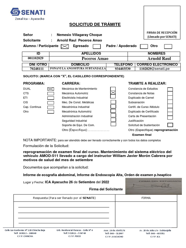 Solicitud de Trámite | PDF