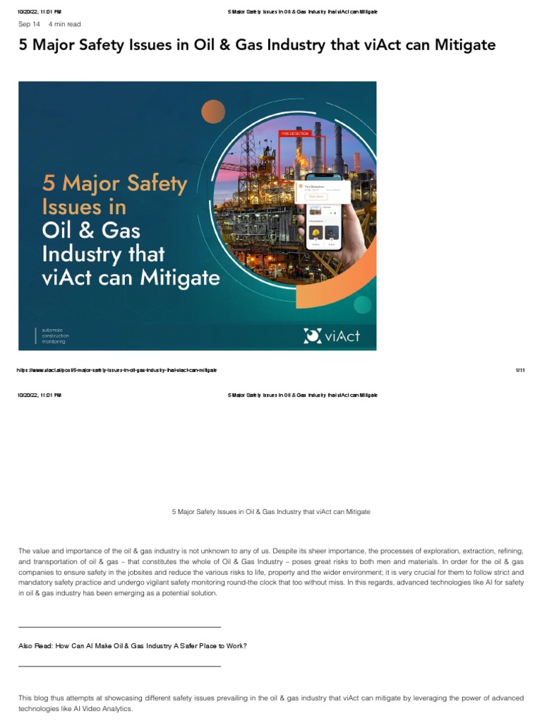 5 Major Safety Issues in Oil & Gas Industry That ViAct Can Mitigate ...