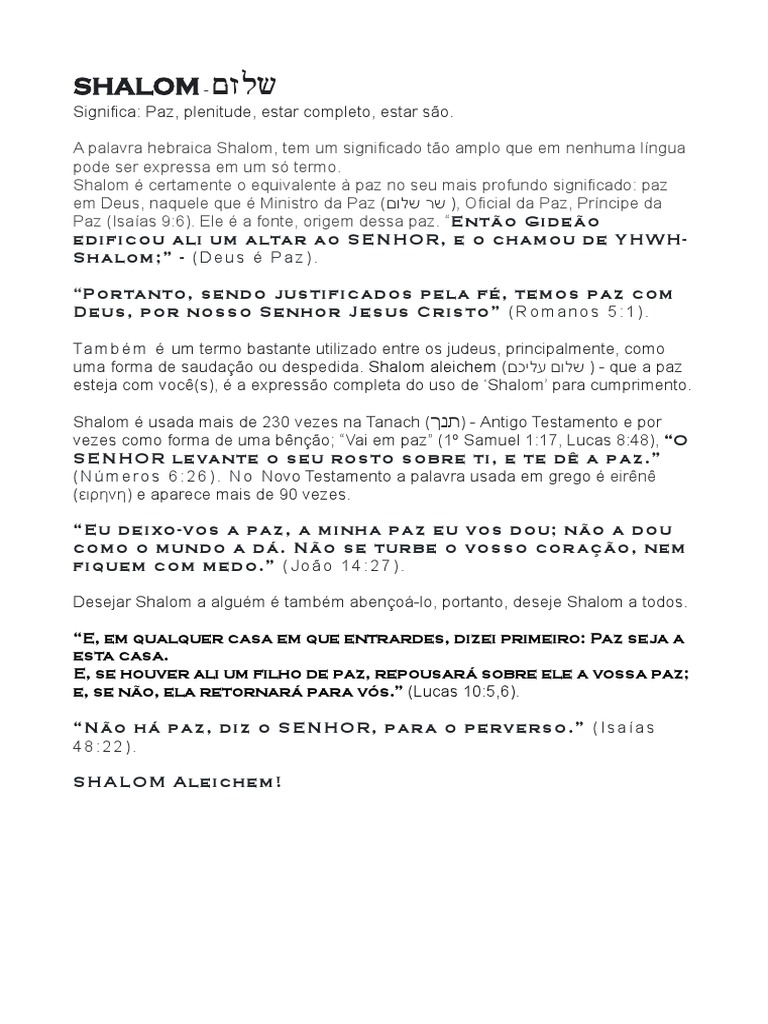 Significado de Shalom e sua Importância | PDF