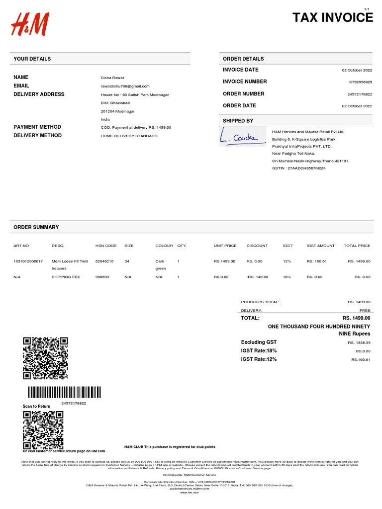 Tax Invoice: Scan To Return | PDF | Invoice | Payments