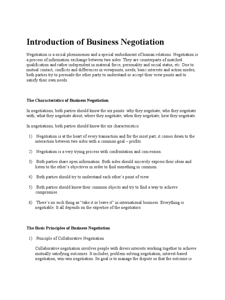 Introduction of Business Negotiation | PDF | Negotiation | Semiotics