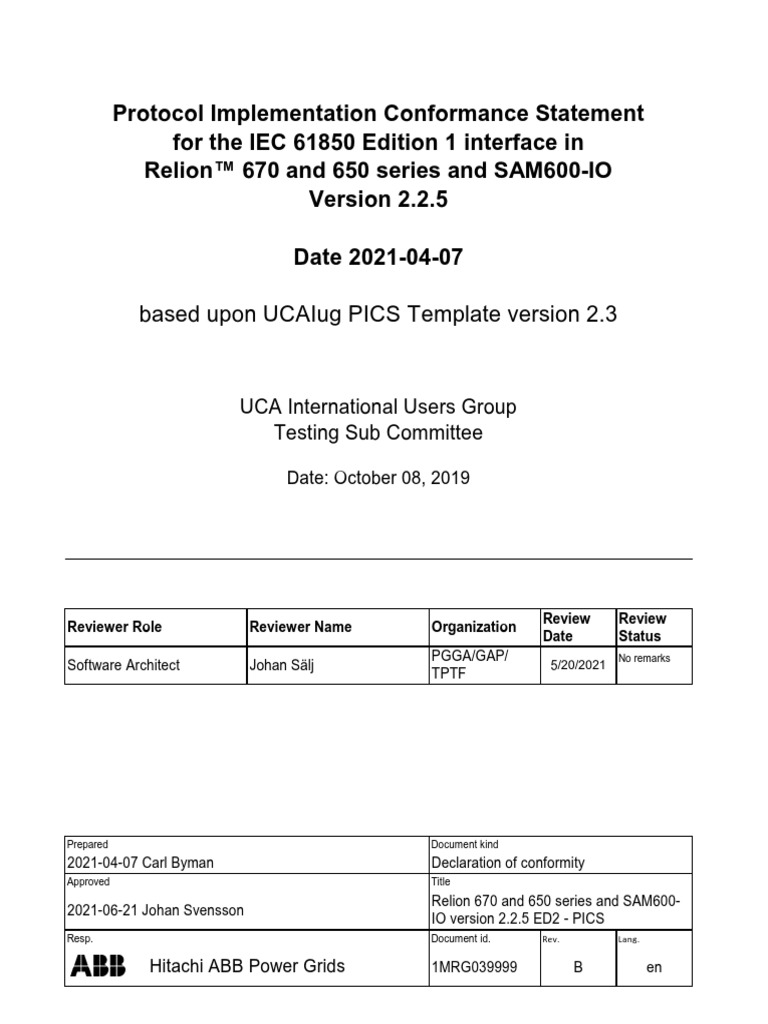 1MRG039999 en B Relion 670 650 Series SAM600-IO Version 2.2.5 Ed1 ...