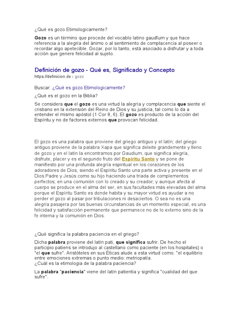 Qué Es Gozo Paciencia Perfecto | PDF | Paciencia | Felicidad