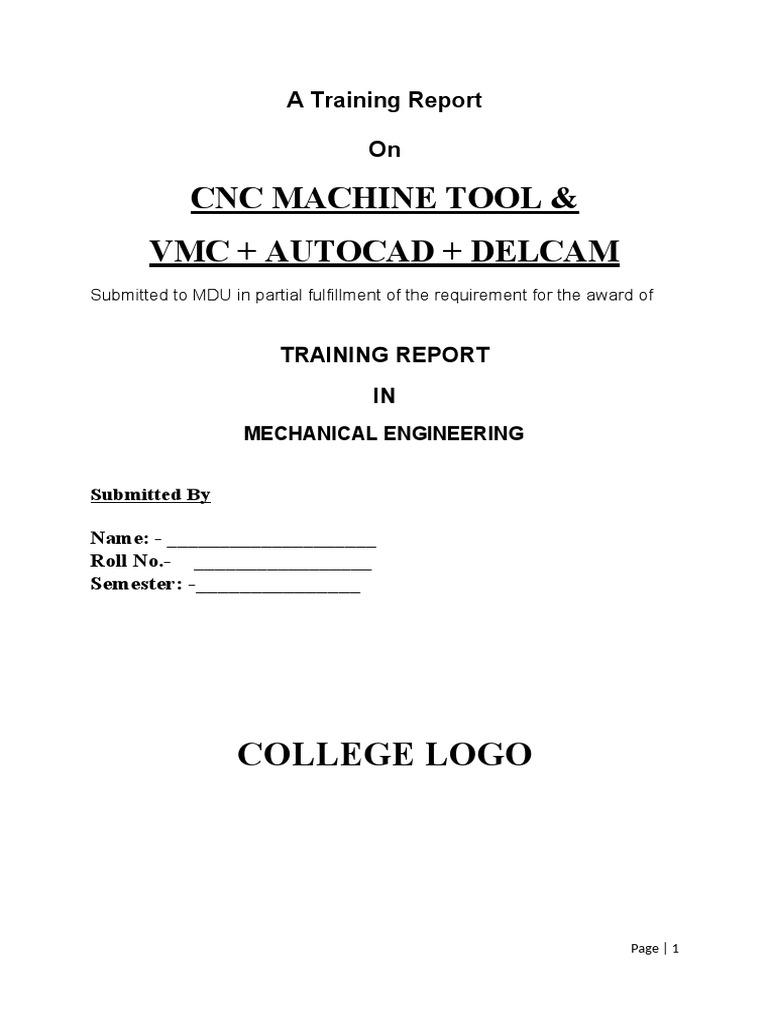 CNC Machine Tool & VMC + Autocad + Delcam: College Logo | PDF ...