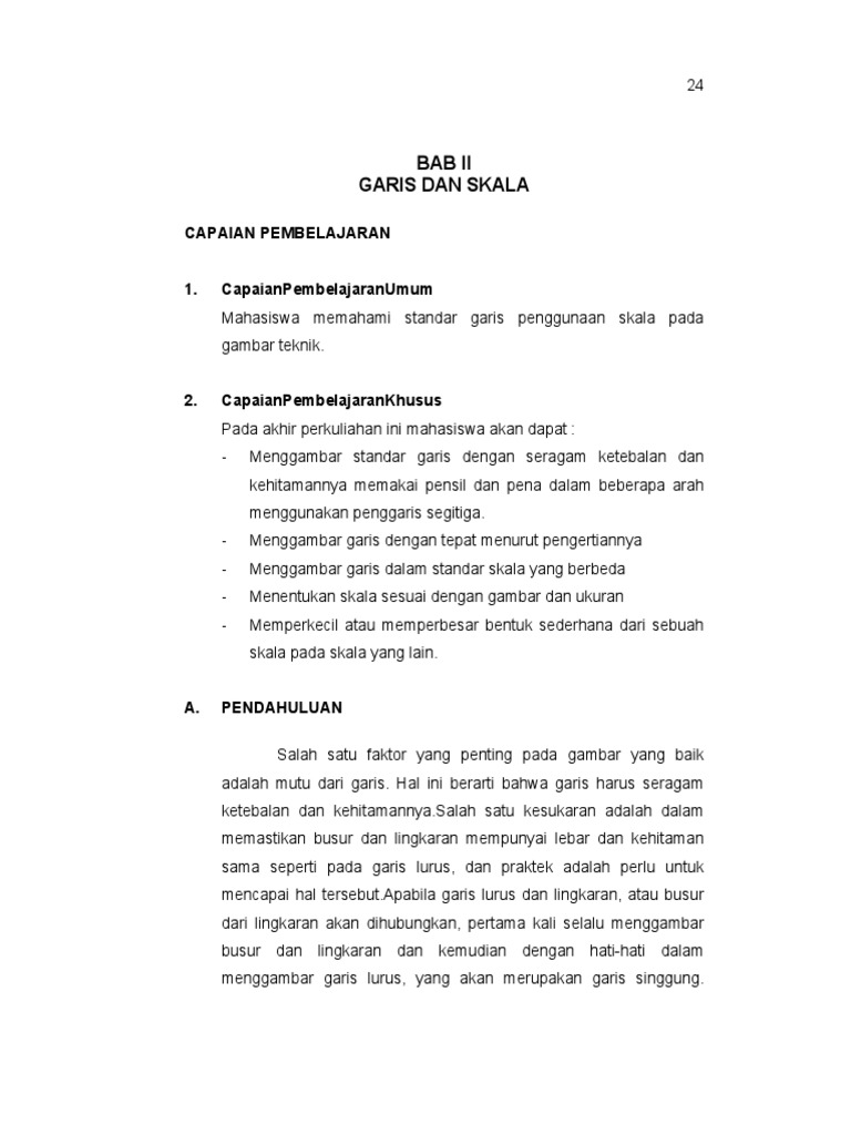 Standar Garis dan Skala Gambar Teknik | PDF