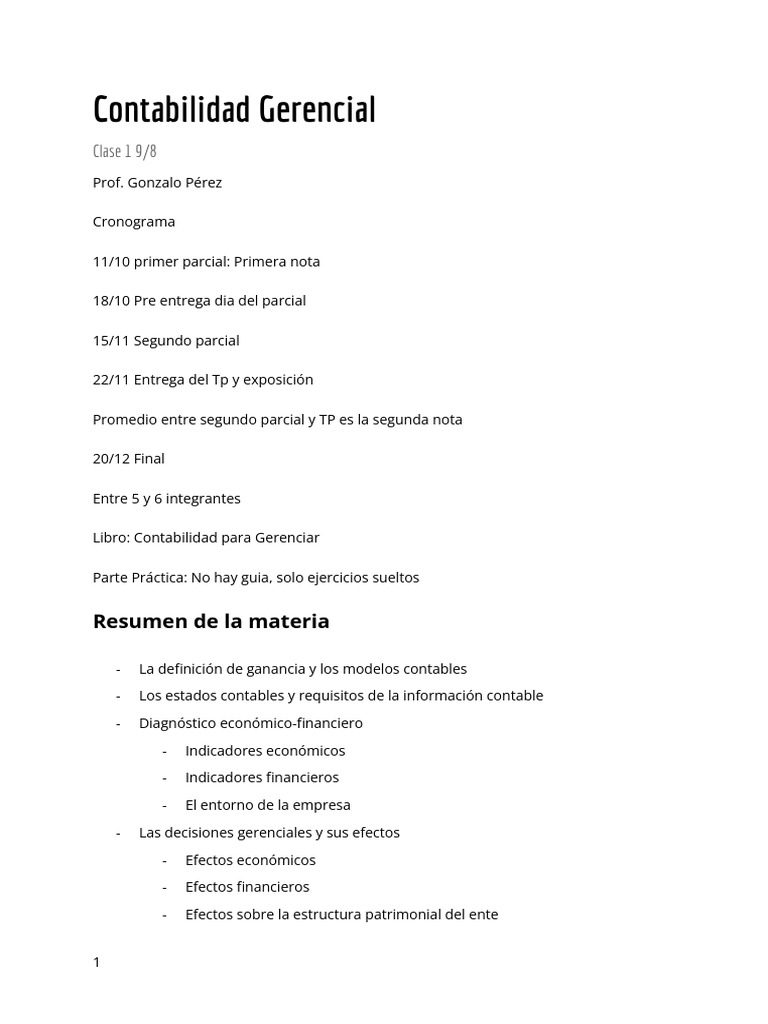 Contabilidad Gerencial | PDF | Contabilidad | Estado financiero