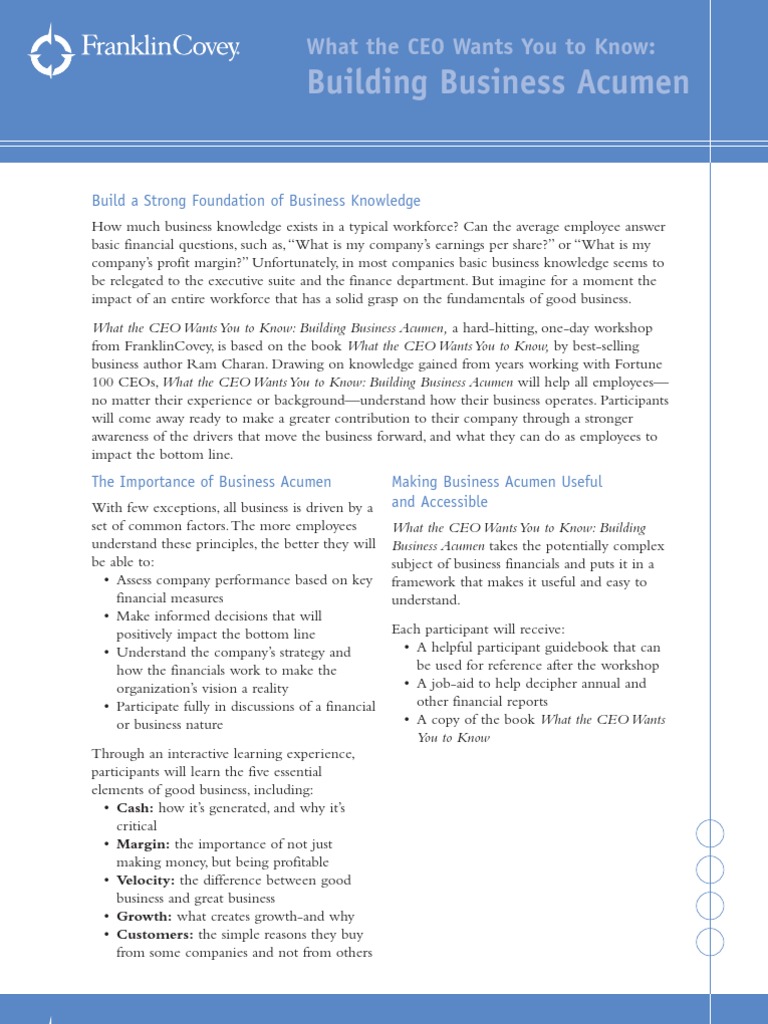 Building Business Acumen | PDF