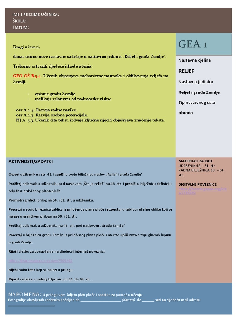 Reljef I Građa Zemlje | PDF