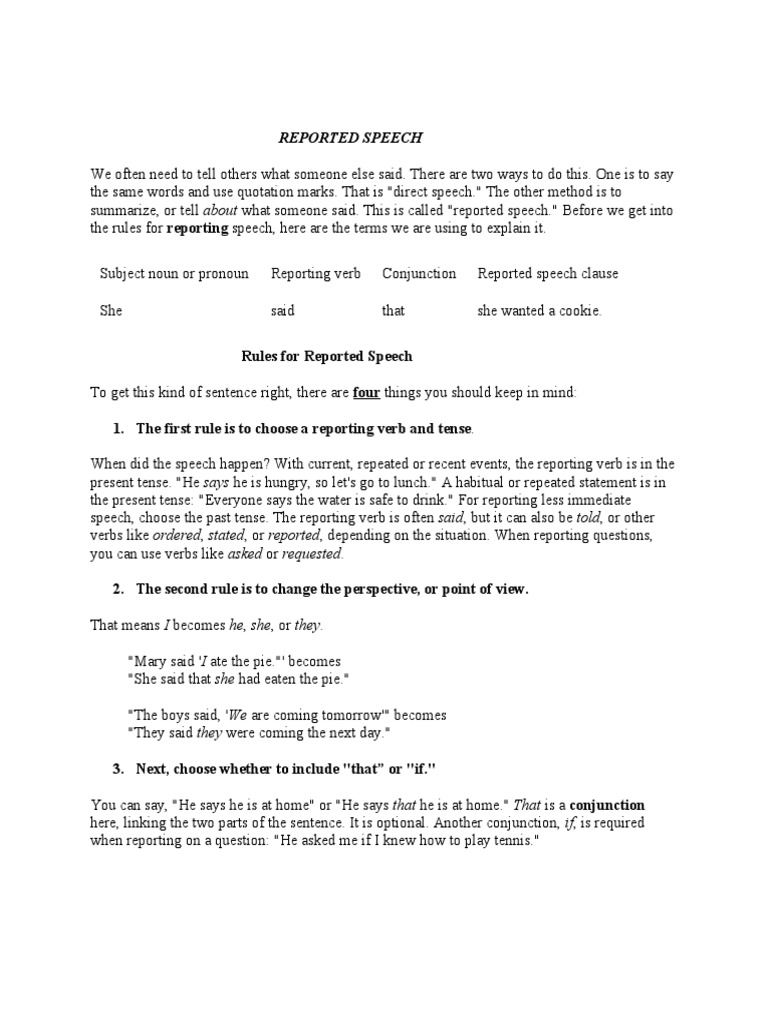 Grammar Presentation - Reported Speech | PDF | Verb | Question