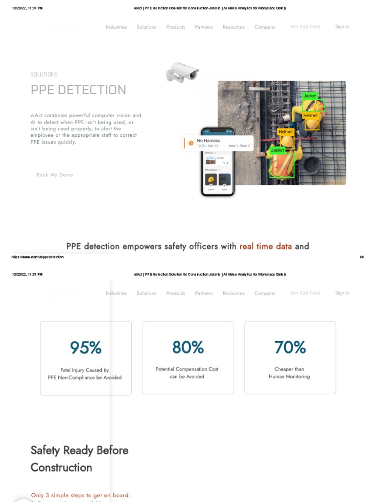 Viact Ai Ppe Detection Solution For Construction Jobsite Ai Video Analytics For Workplace