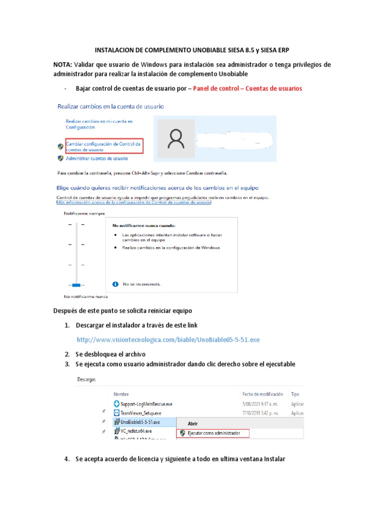 Instalación de Complemento Biable SIESA 8.5 y ERP 1 | PDF | Archivo de computadora | Ventana ...