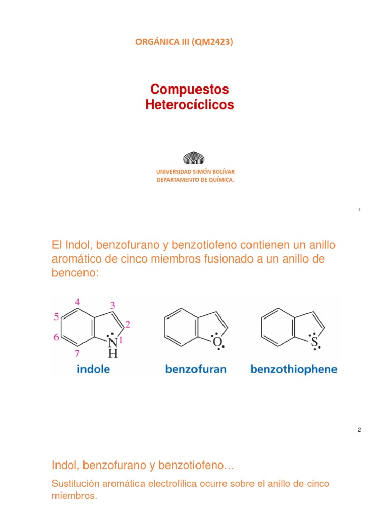 Compuestos heterocíclicos aromáticos: propiedades químicas y ...