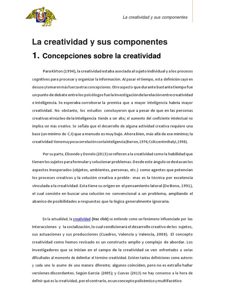 Elementos y Valor de la Creatividad | PDF | Creatividad | Inteligencia