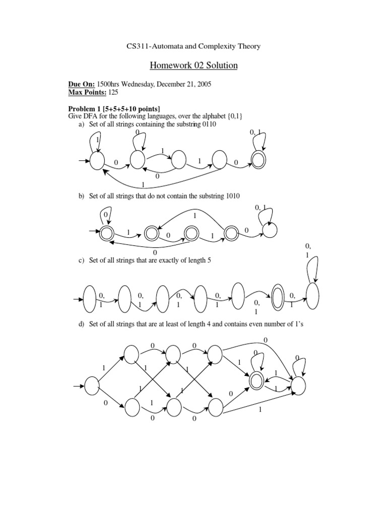 Automata Solutions for Complexity Theory Homework on DFAs, NFAs, Regular Languages, and Modulo ...