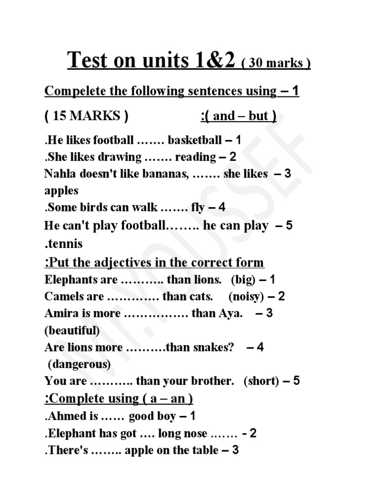 Test On 1&2 - 4p | PDF