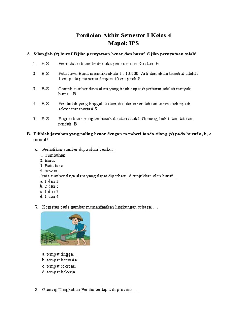 Soal IPS - Kelas 4 PAS | PDF