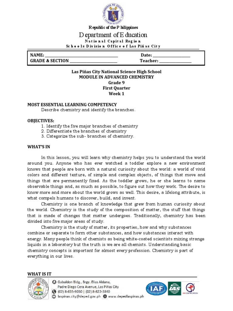 MOD.1 Ad Chem W1 | PDF | Chemistry | Organic Chemistry