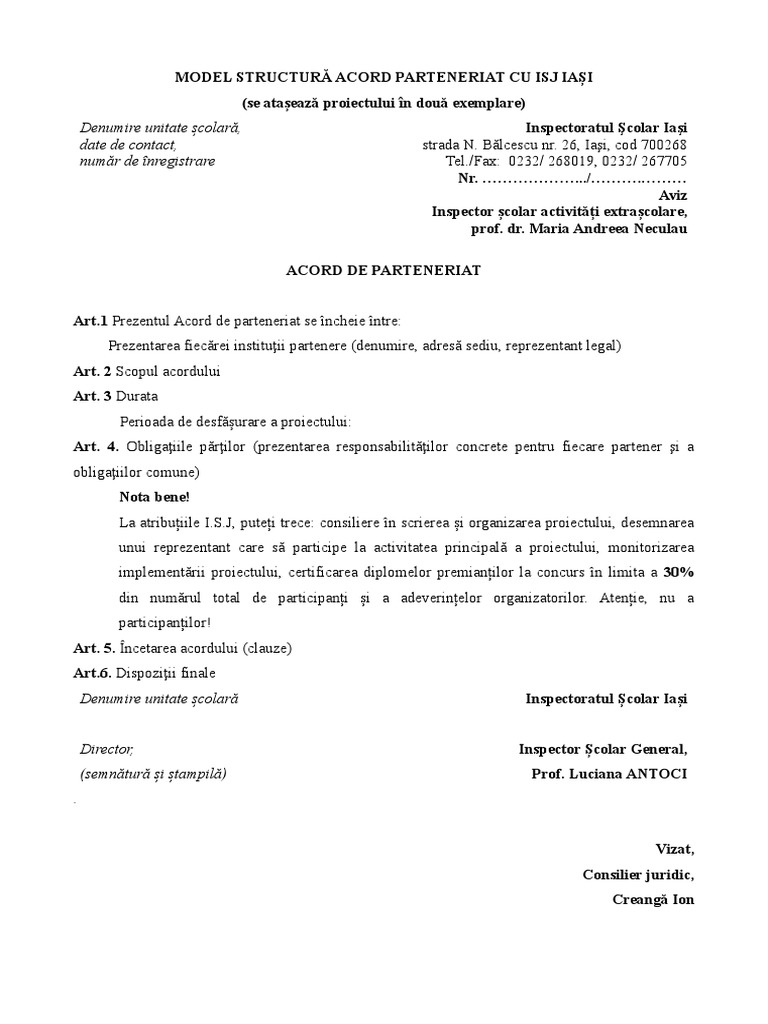 Modele Acord Parteneriat 2023 | PDF