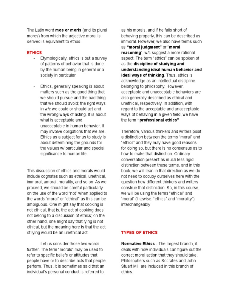 Ethics And Morals Discussion On Key Concepts Pdf Morality Objectivity Philosophy