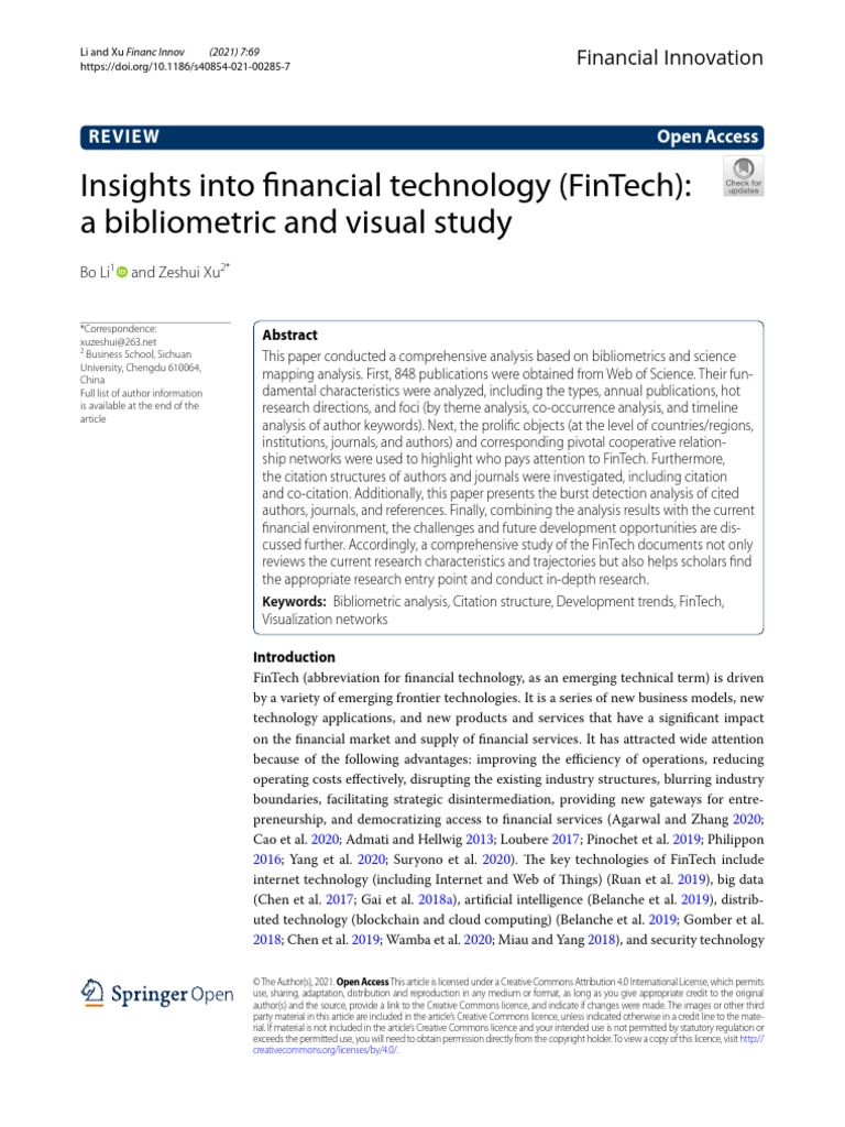 Insights Into Financial Technology (Fintech) : A Bibliometric and Visual Study | PDF | Financial ...