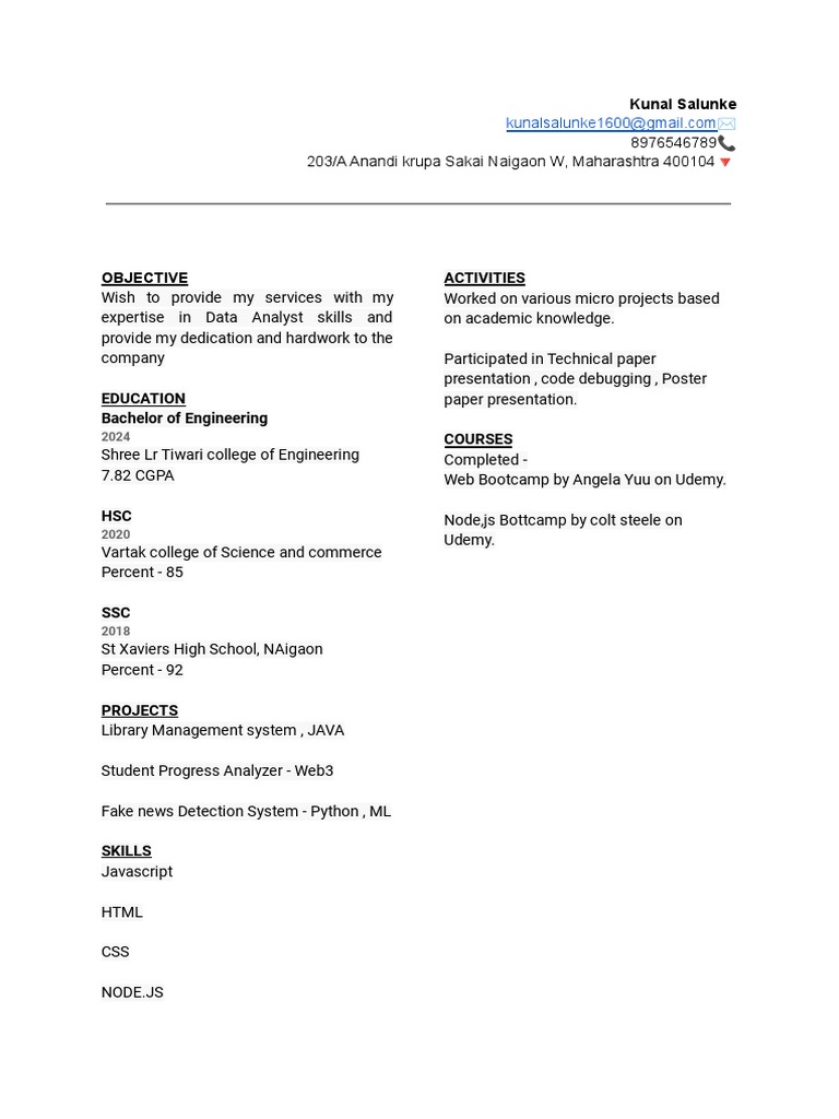 Resume Kunal | PDF
