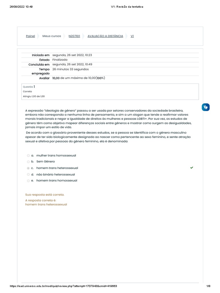 V1 - Revisão Da Tentativa Michele | PDF | Gênero | Estudos de Gênero