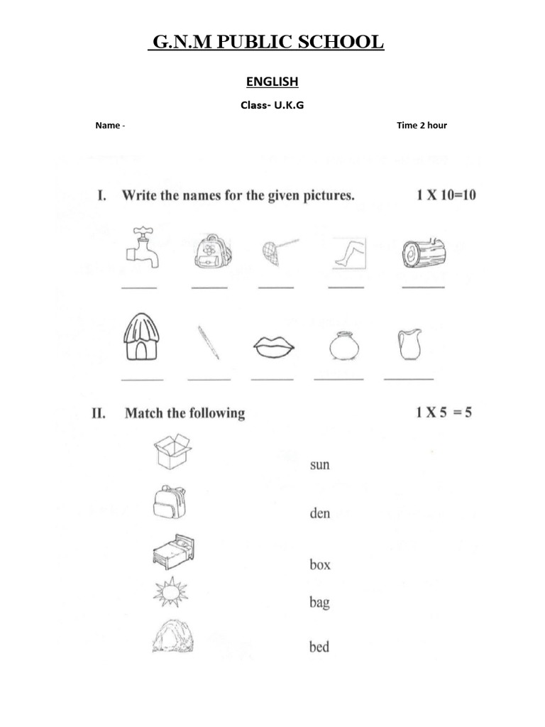 Class Ukg (English) | PDF