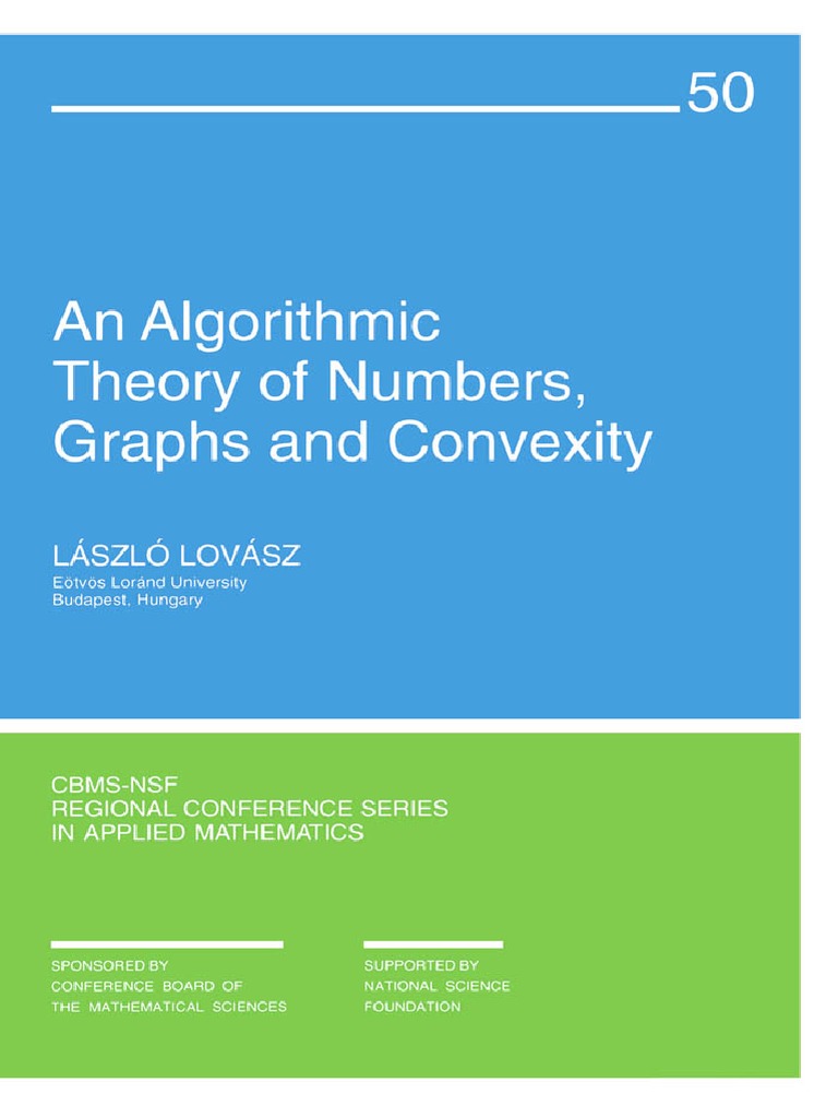 (CBMS-NSF Regional Conference Series in Applied Mathematics 50) Laszlo Lovasz - An Algorithmic ...